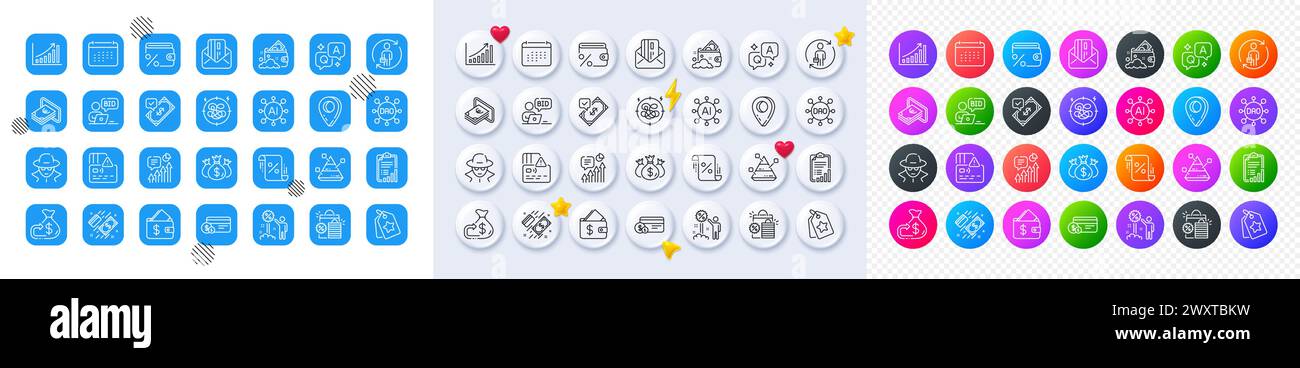 Graph chart, Loan percent and Dao line icons. For web app, printing. Line icons. Vector Stock ...