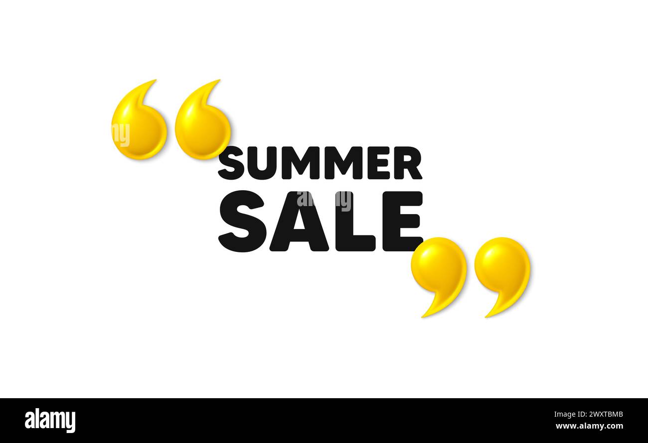 Summer Sale tag. Special offer price sign. 3d quotation marks. Vector ...