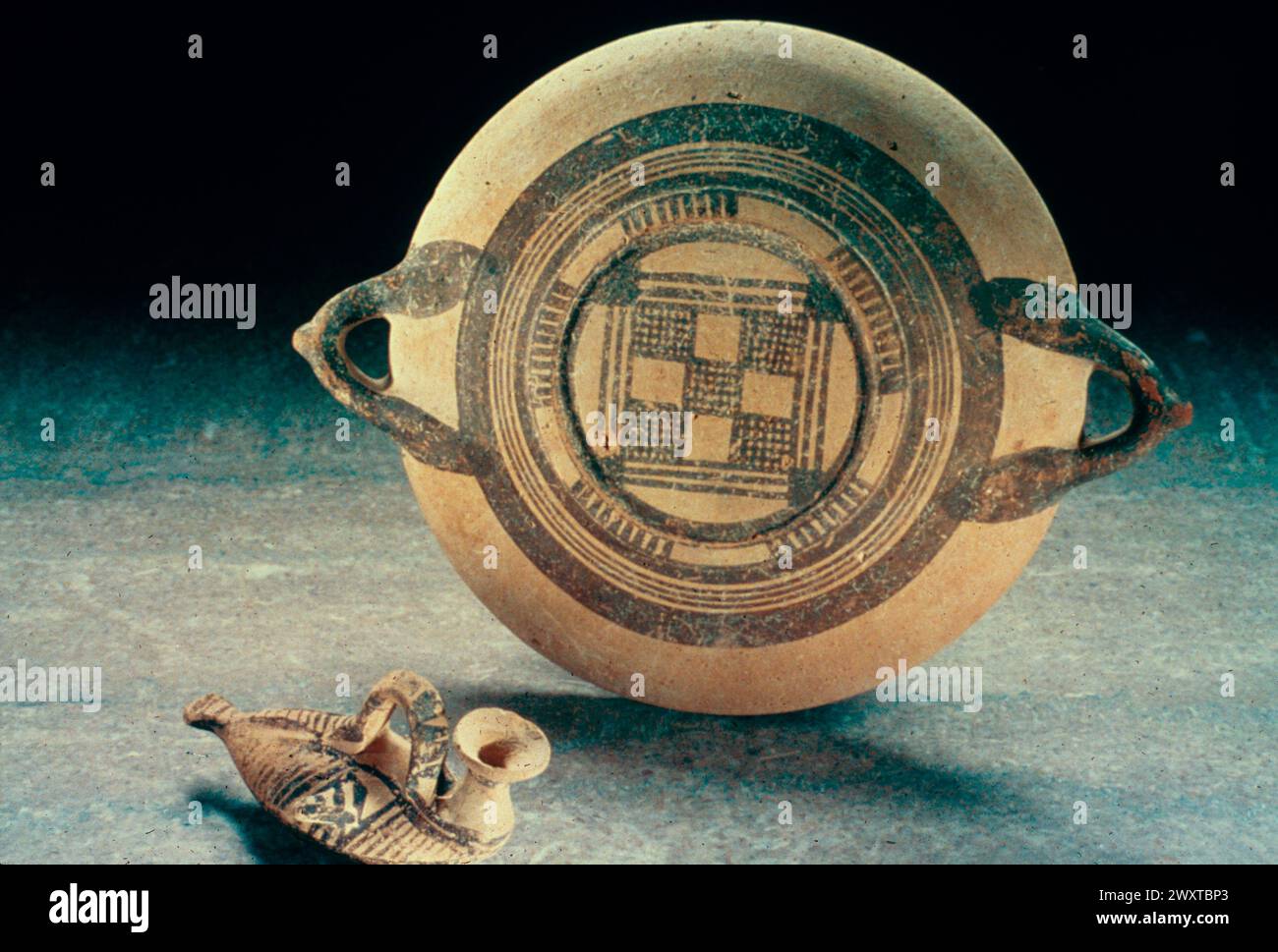 Ceramic plate and lamp feeder from Cyprus, 1000 BC Stock Photo - Alamy