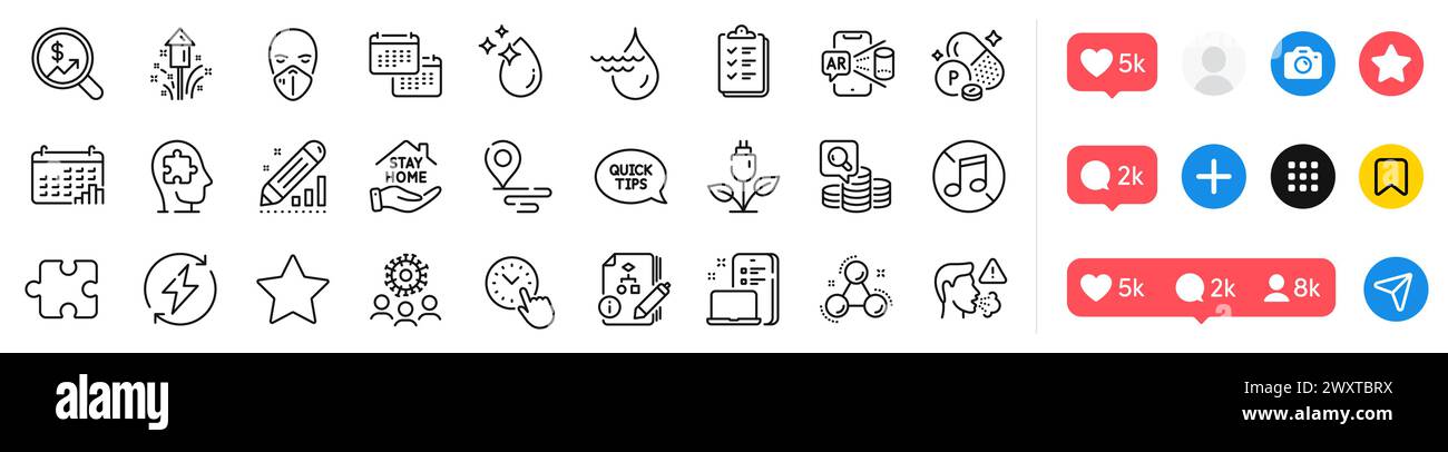 Calendar graph, Calendar and Star line icons pack. For web app. Social ...