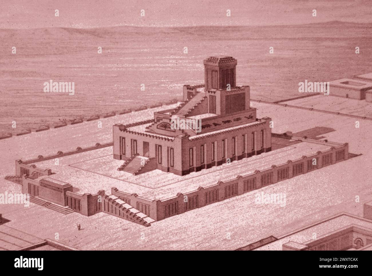 Reconstruction of a temple in the style of the Chaldeans of Babylon ...