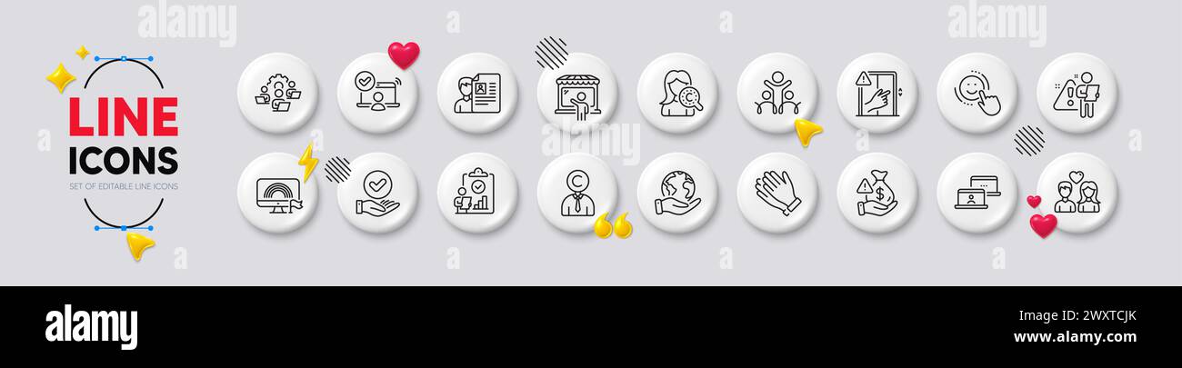 Inspect Lgbt And Couple Love Line Icons For Web App Printing White Buttons 3d Icons Vector