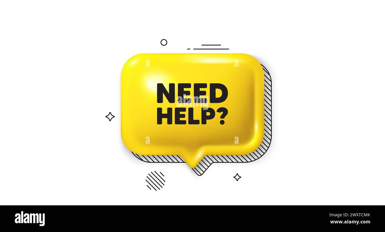 Need help symbol. Support service sign. 3d speech bubble icon. Vector ...