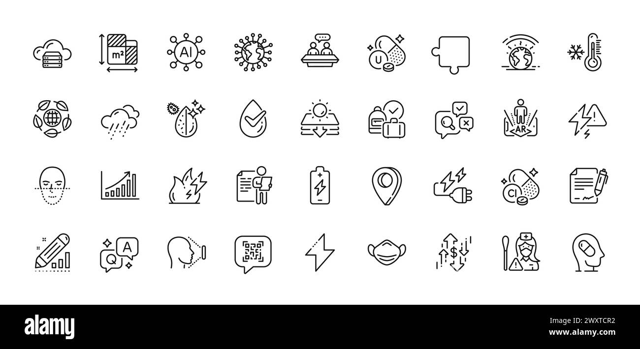 Face id, Augmented reality and Coronavirus line icons pack. For web app. Line icons. Vector ...