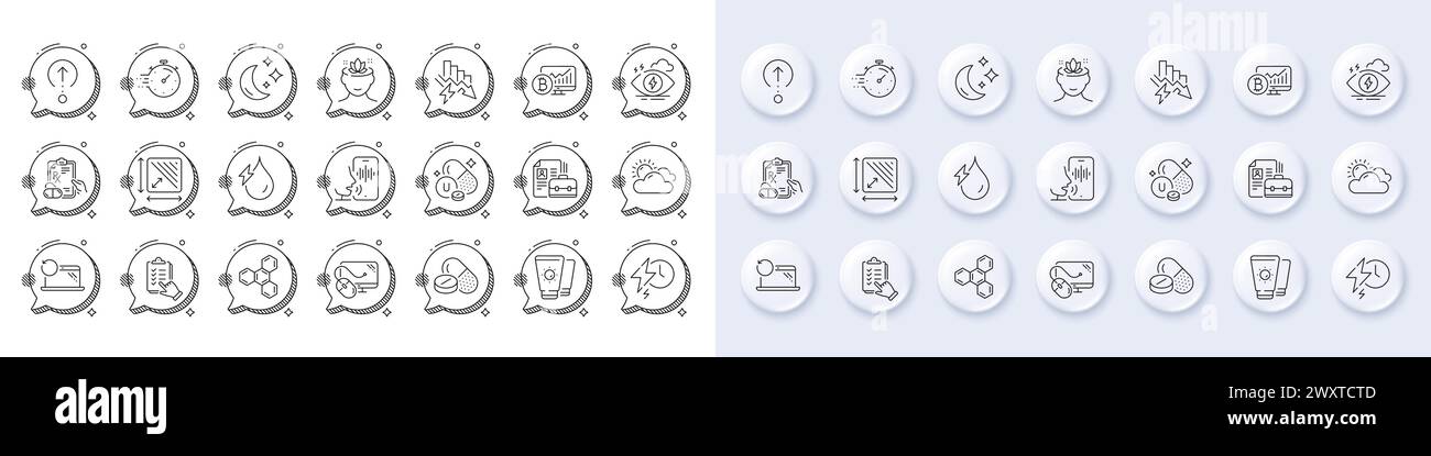 Checklist, Square area and Timer line icons. For web app, printing. Line icons. Vector Stock ...