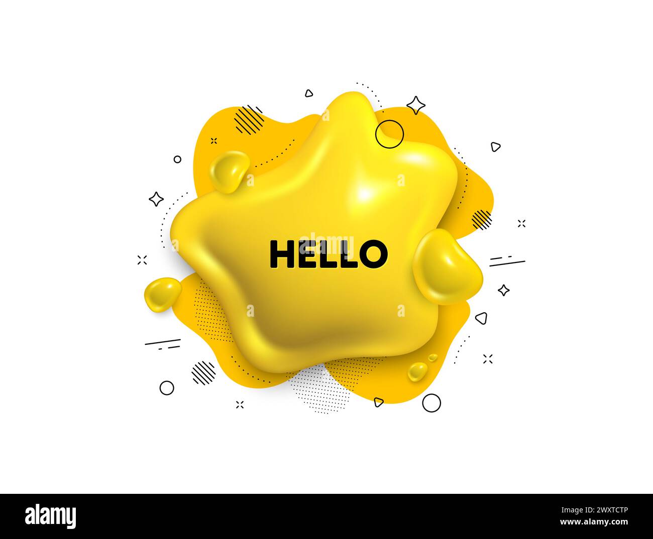 Hello welcome tag. Hi invitation offer. Abstract liquid 3d shape ...
