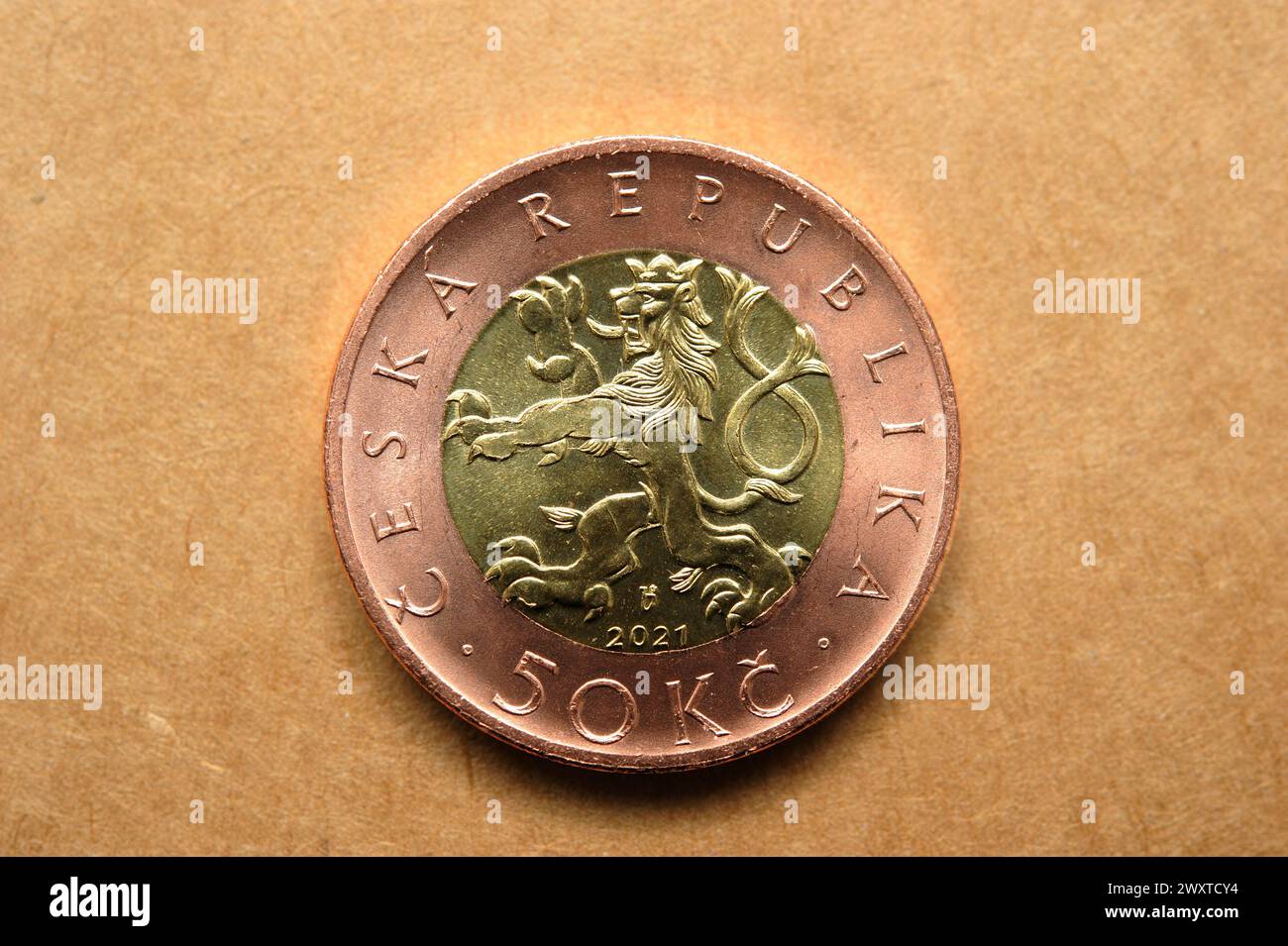front side of a 50 crown Czech republic coin Stock Photo - Alamy