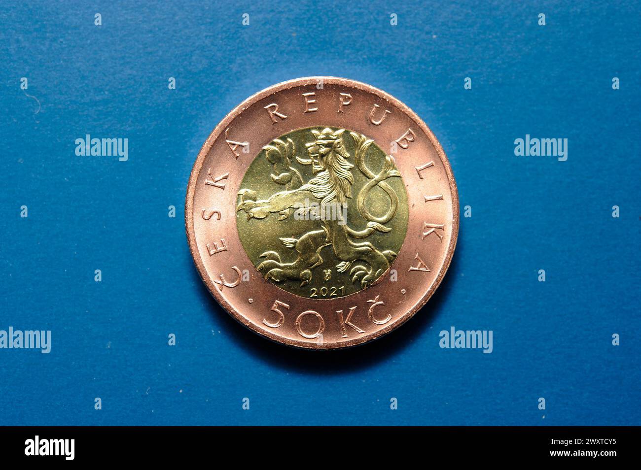 front side of a 50 crown Czech republic coin Stock Photo - Alamy