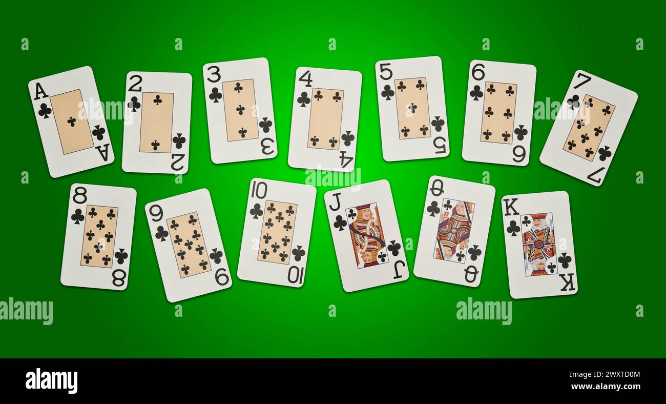 complete set of playing cards of Clubs suit Stock Photo - Alamy