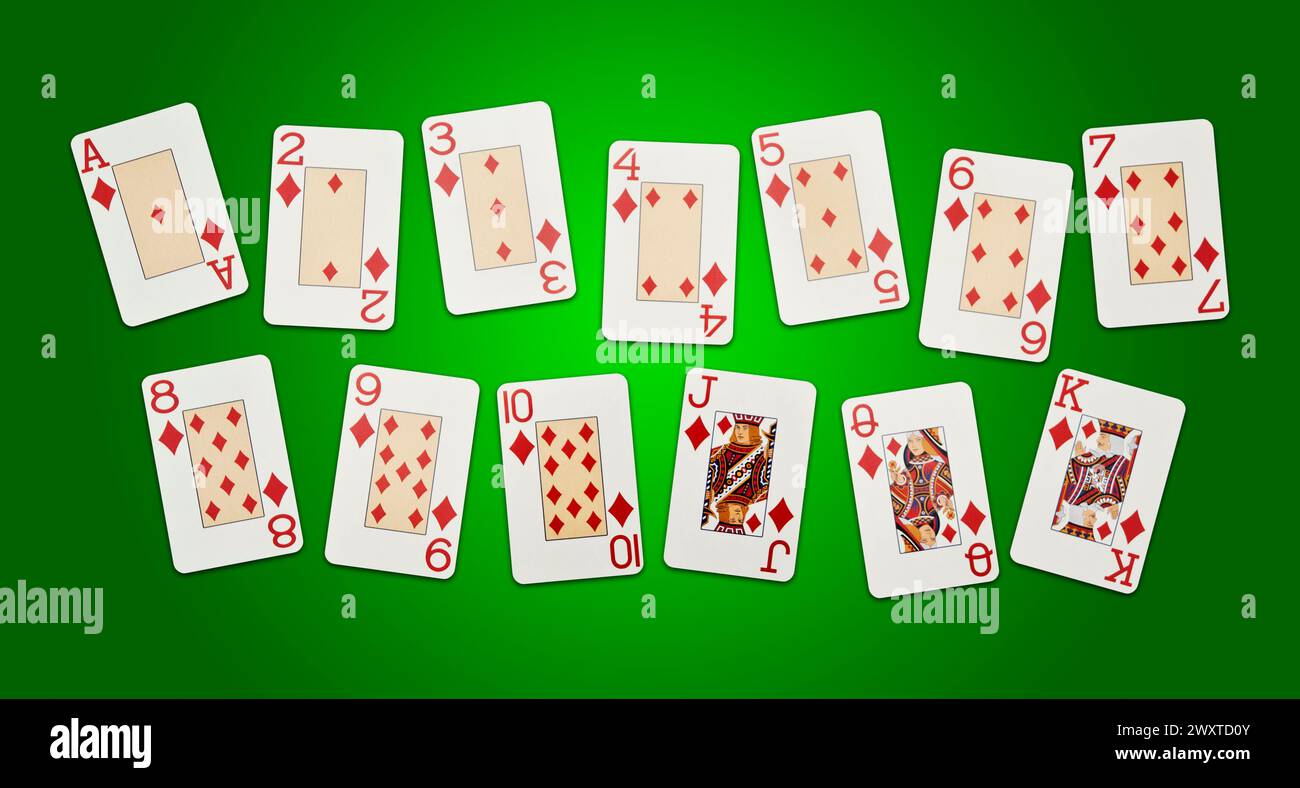 complete set of playing cards of Diamonds suit Stock Photo - Alamy