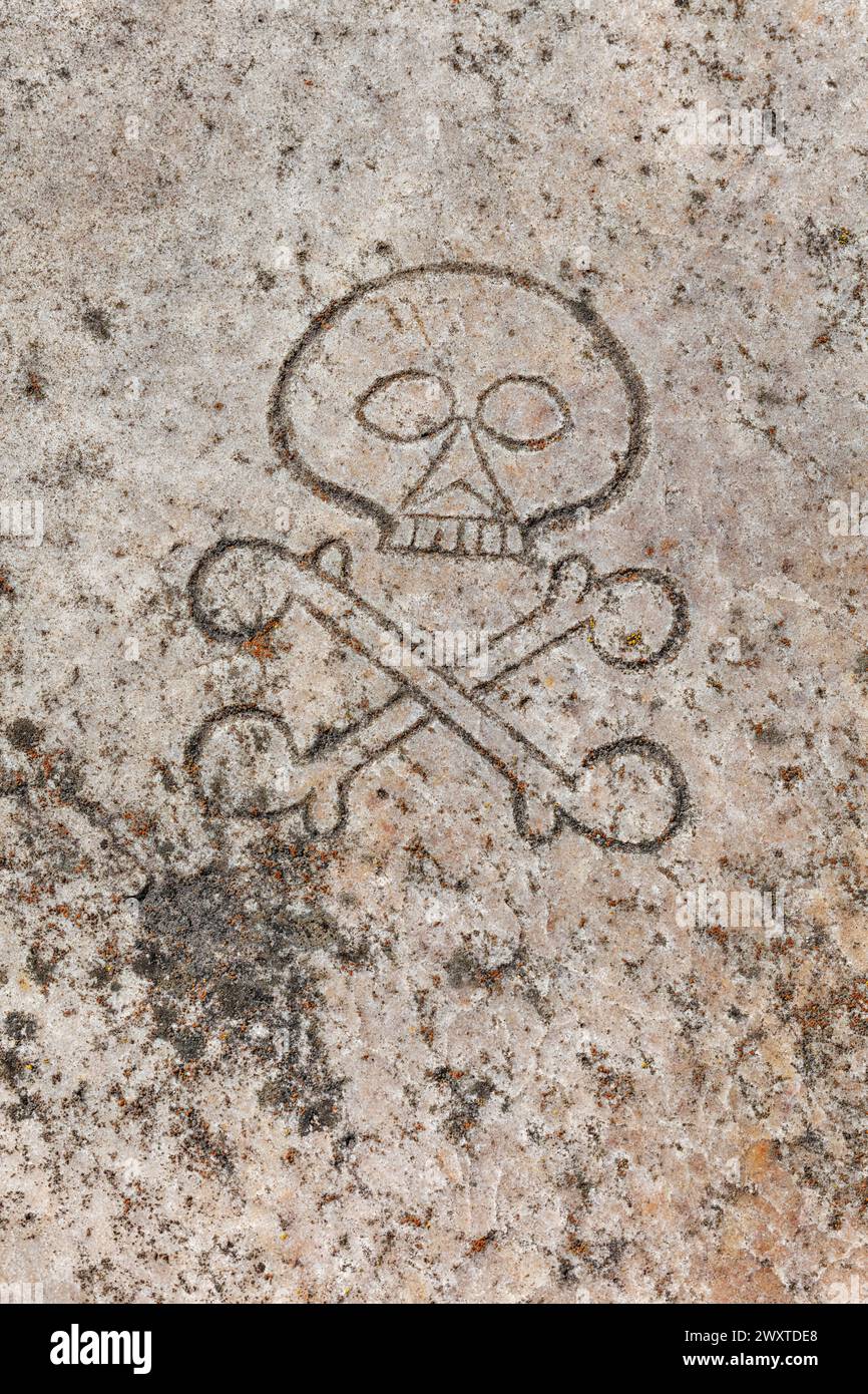 Skull and bones symbol on tomb, New Jerusalem monastery, Istra, Moscow ...