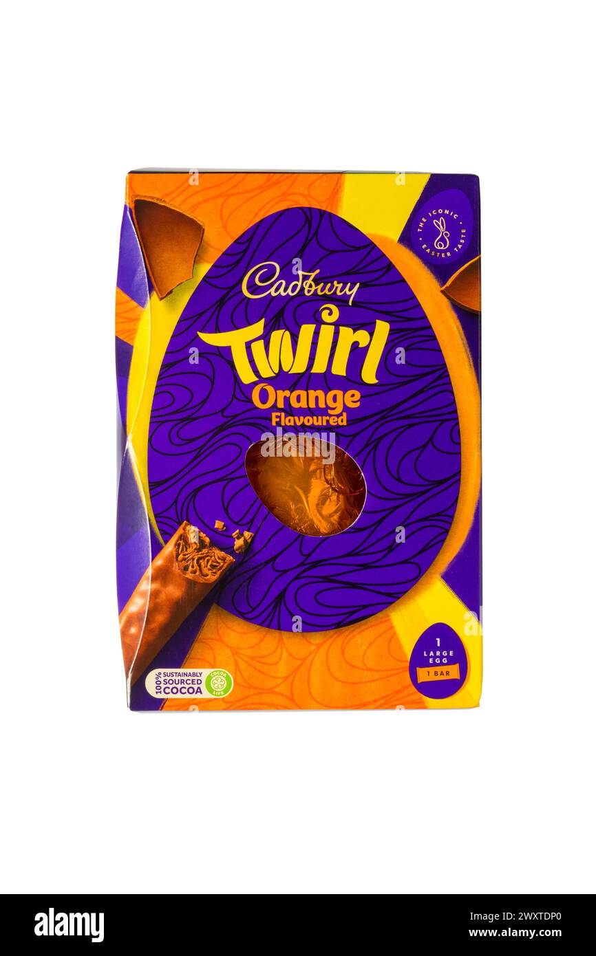 Cadbury Twirl orange Easter Egg in box packaging isolated on white ...