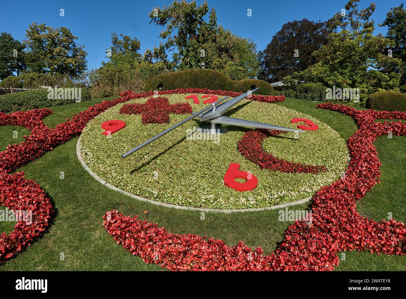 colorful flower clock in geneva switzerland Stock Photo - Alamy