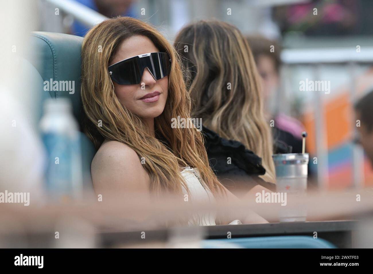 Miami Gardens, USA. 31st Mar, 2024. Shakira is seen watching Jannik ...