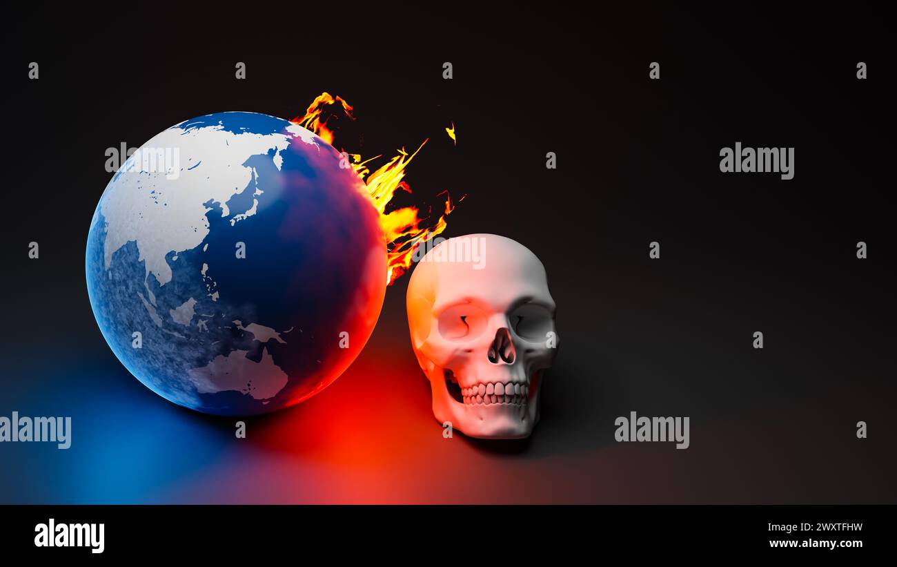 Earth with extreme cold and heat due to global climate change. 3d ...