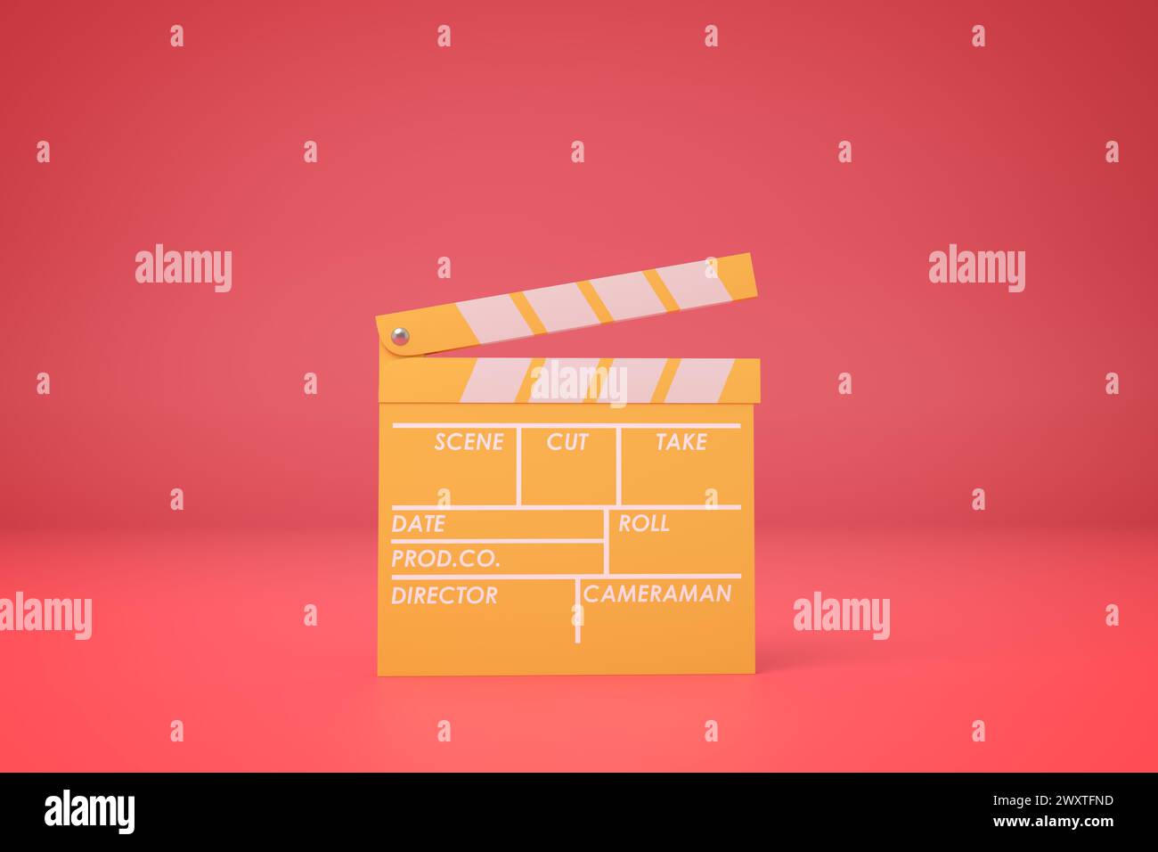 Movie clapperboard on red minimalist scene Stock Photo - Alamy