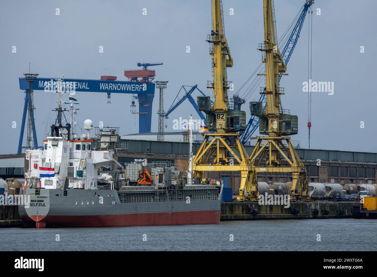 Rostock, Germany. 02nd Apr, 2024. Working ships and freighters are ...