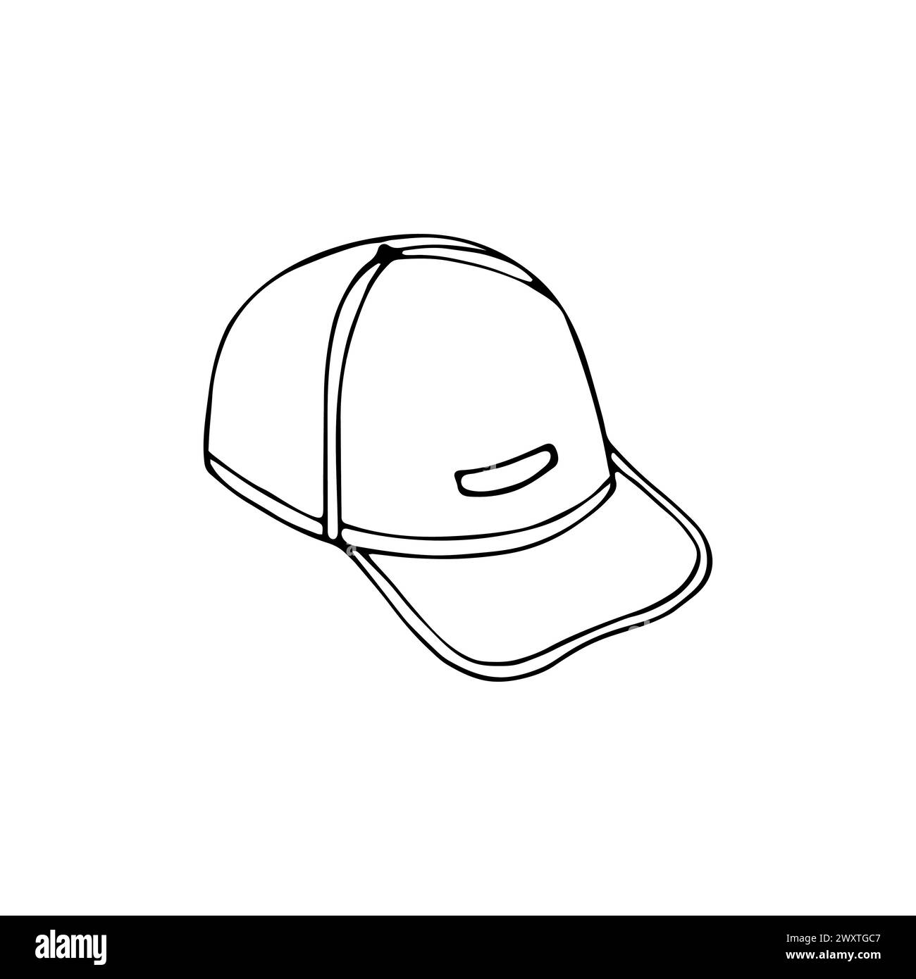 Hand-drawn baseball hat outline doodle icon. Sunshade cap isolated on ...