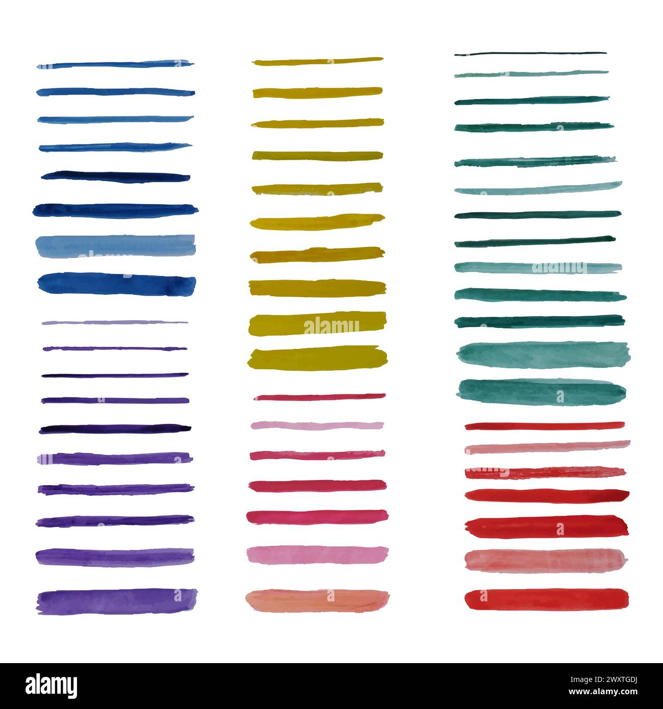 Colorful vector watercolor brush strokes set. Spots on a white ...