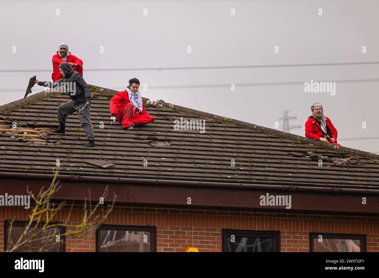 Shipley, UK. 02nd Apr, 2024. Palestine Action protest at Teledyne ...