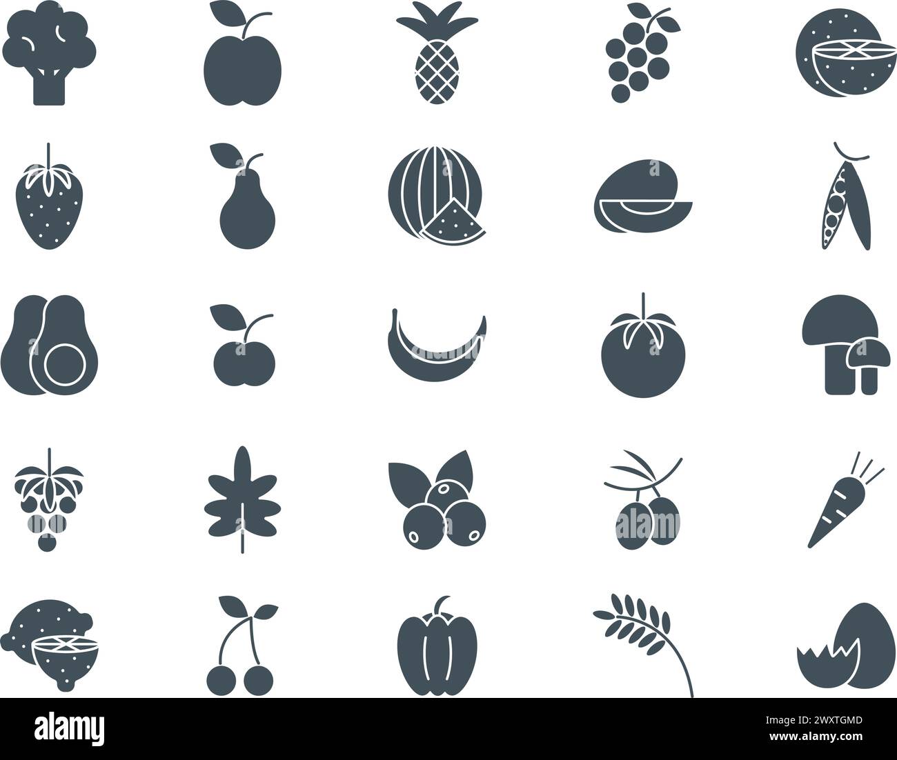Vegan products ink icons set Stock Vector Image & Art - Alamy