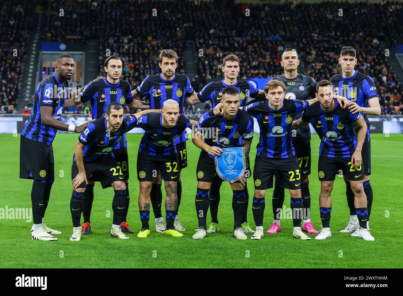 FC Internazionale team line up during Serie A 2023/24 football match between FC Internazionale ...