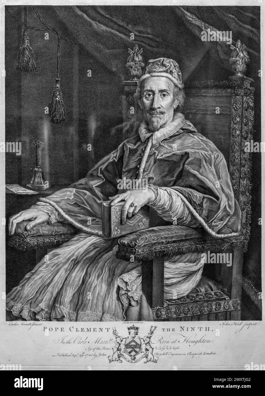 John Hall, Portrait of Pope Clement IX, from portrait by Carlo Maratta ...