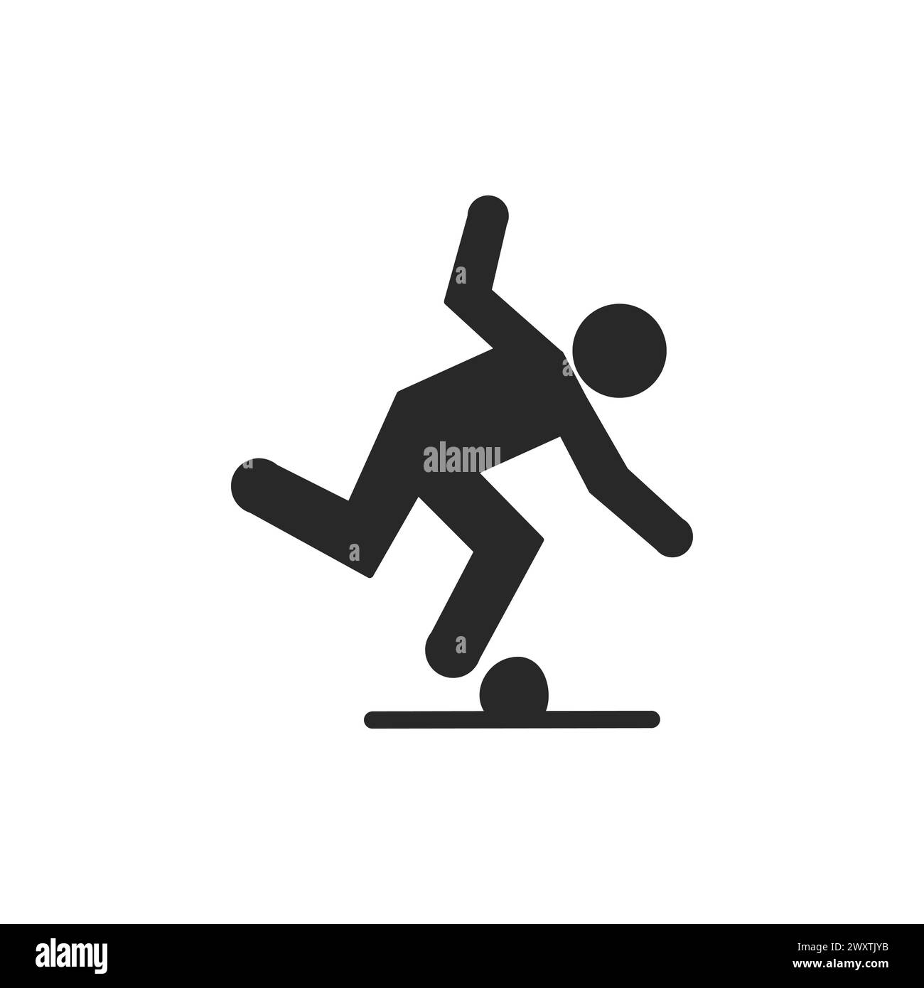 Falling person silhouette pictogram. Caution sign. Isolated on white ...
