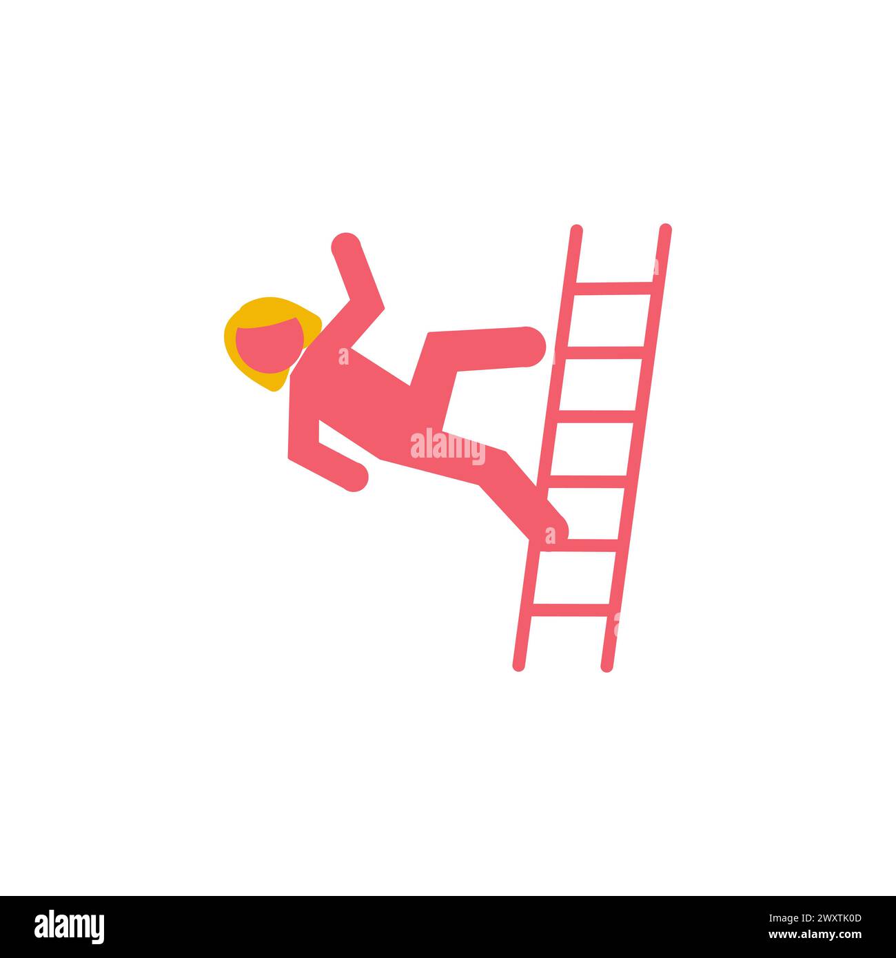 Falling pink woman silhouette pictogram. Caution sign. Isolated on ...
