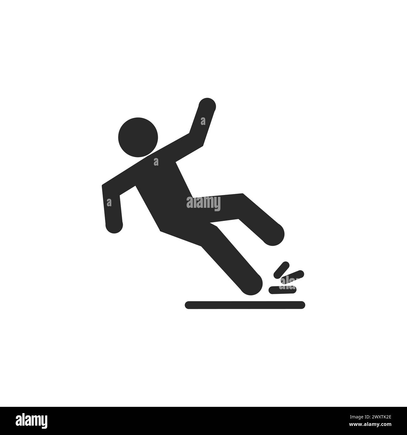 Falling person silhouette pictogram. Caution sign. Isolated on white ...
