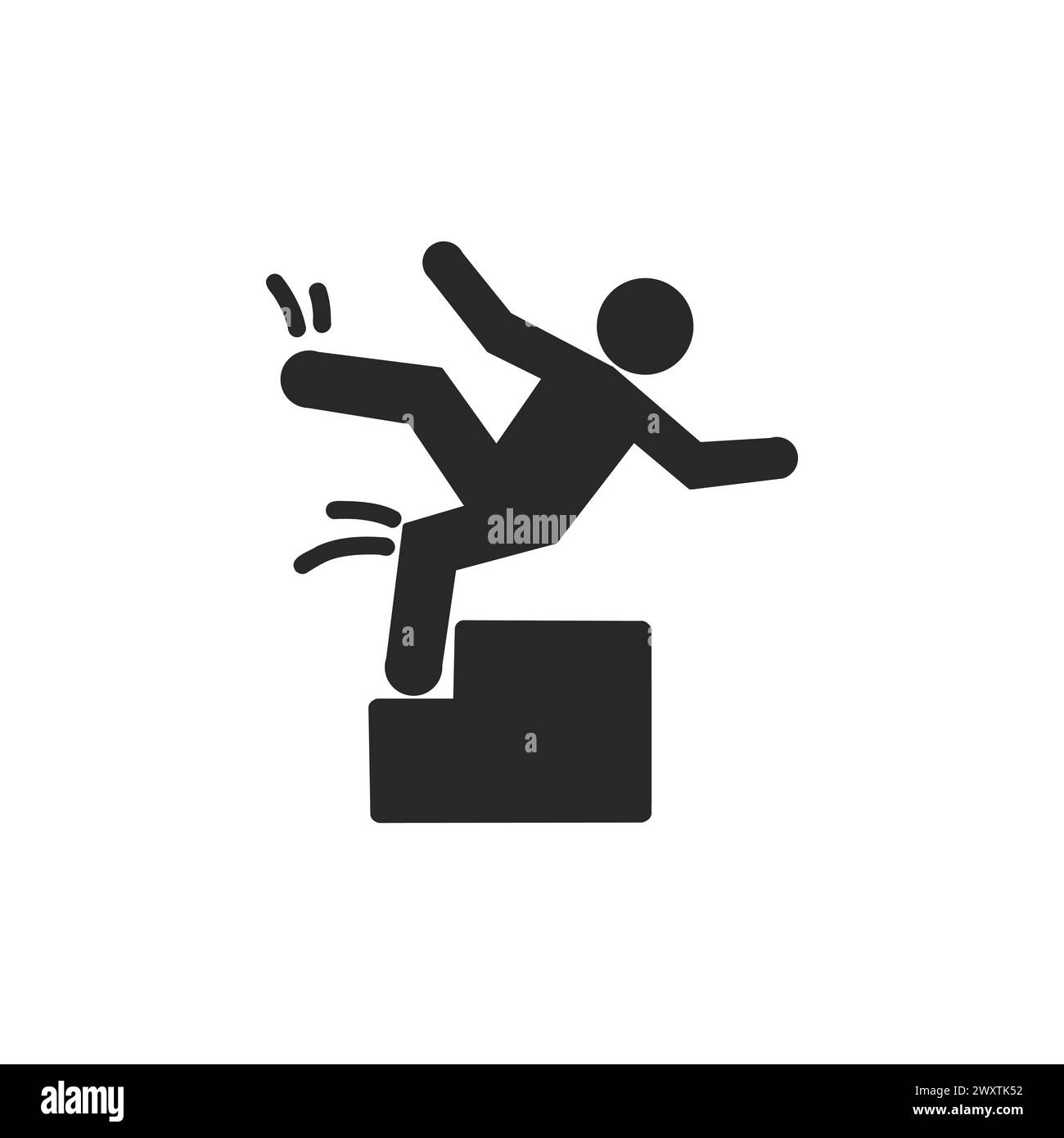 Falling person silhouette pictogram. Caution sign. Isolated on white ...