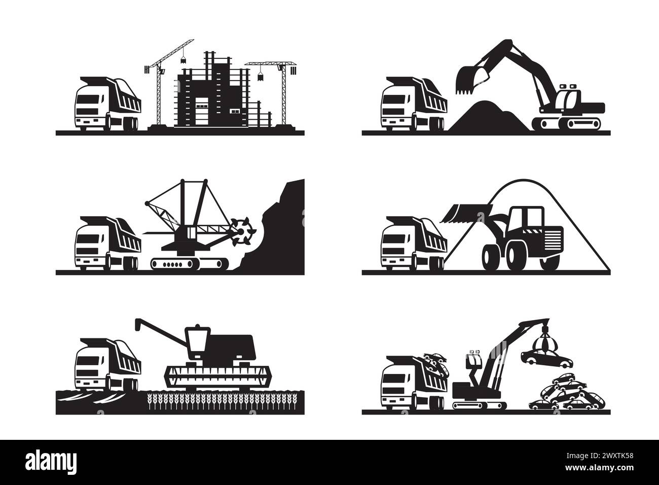 Dump trucks for different industries - vector illustration Stock Vector ...