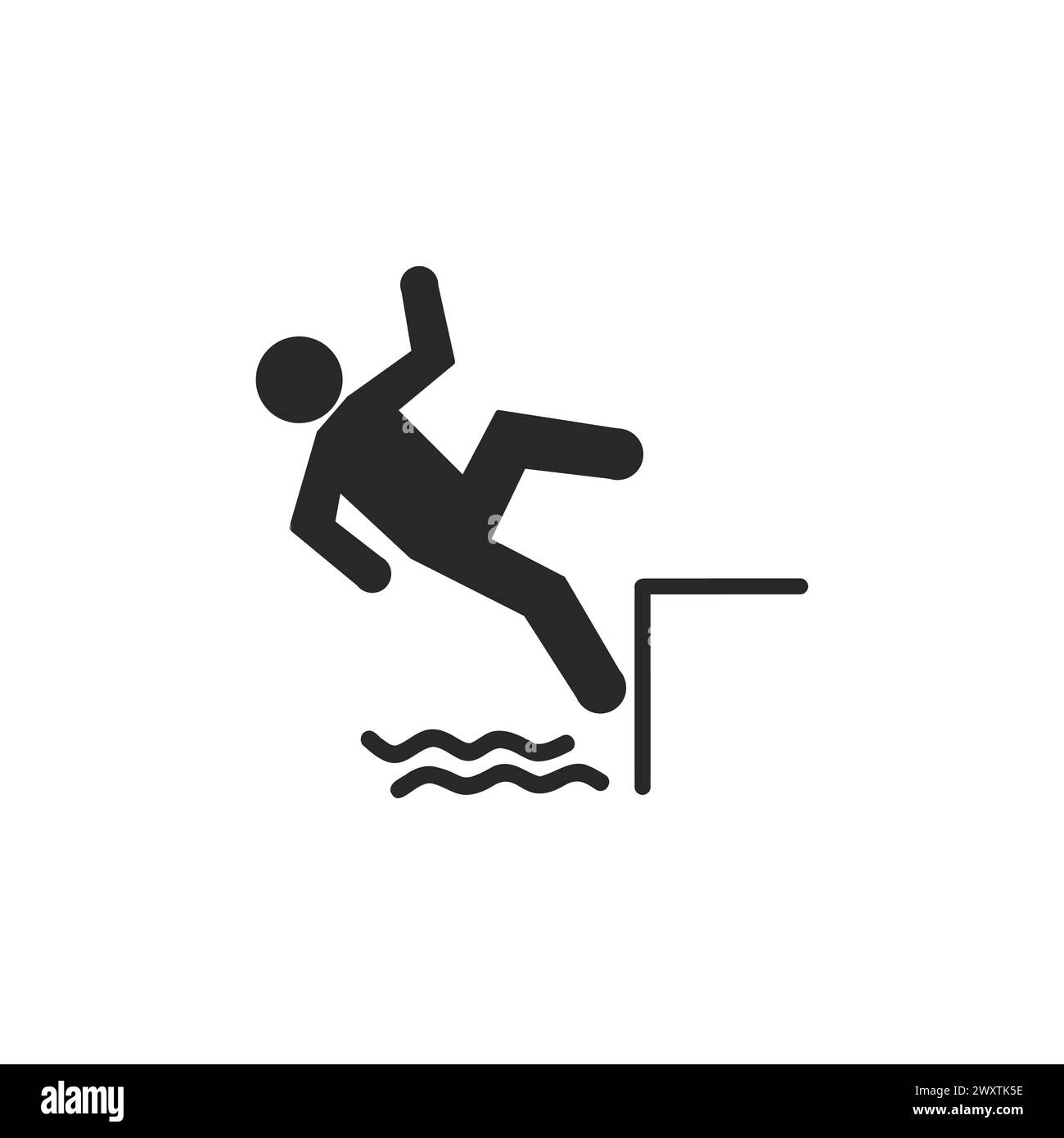 Falling person silhouette pictogram. Caution sign. Isolated on white ...