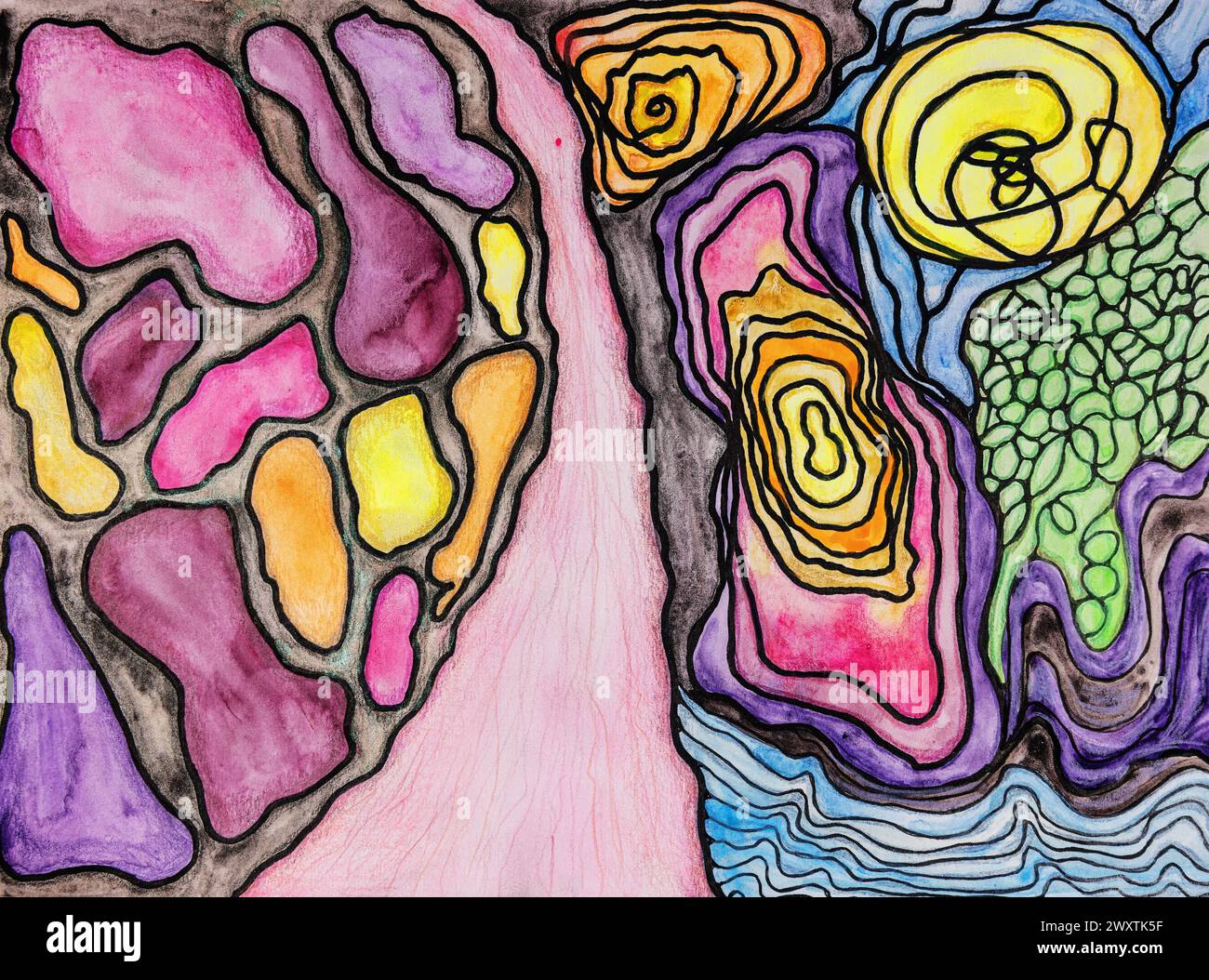 Watercolour abstract river hi-res stock photography and images - Alamy