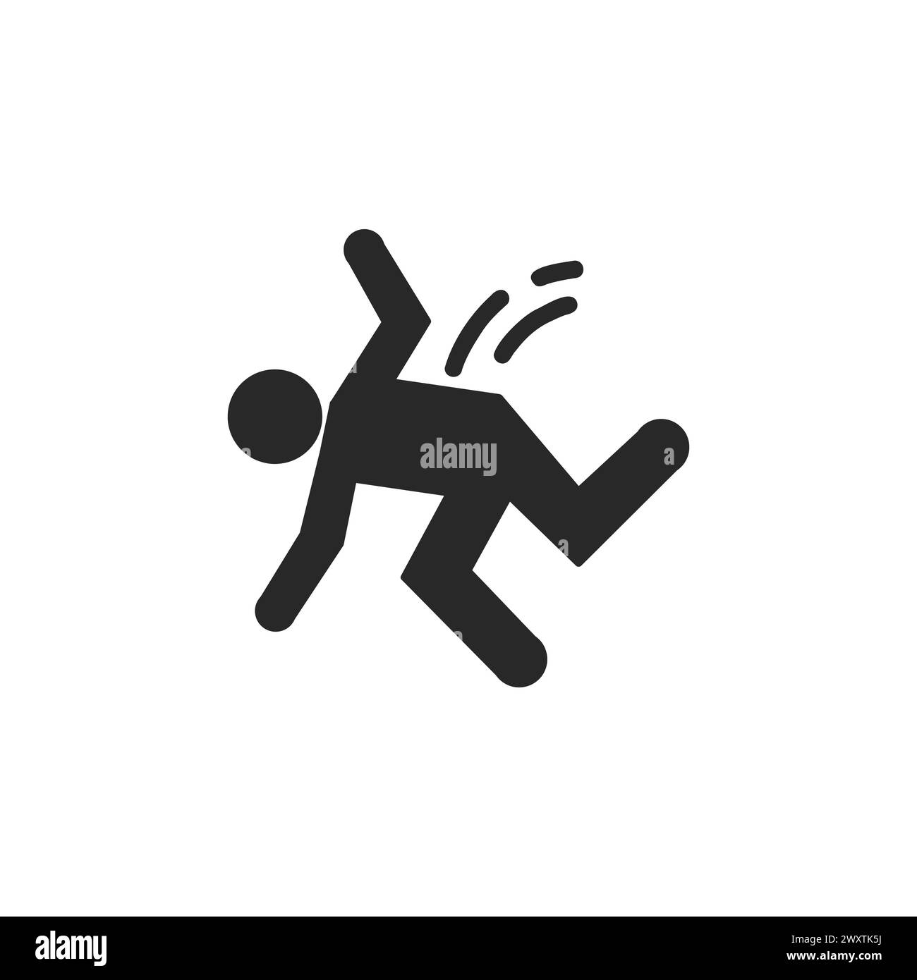 Falling person silhouette pictogram. Caution sign. Isolated on white ...