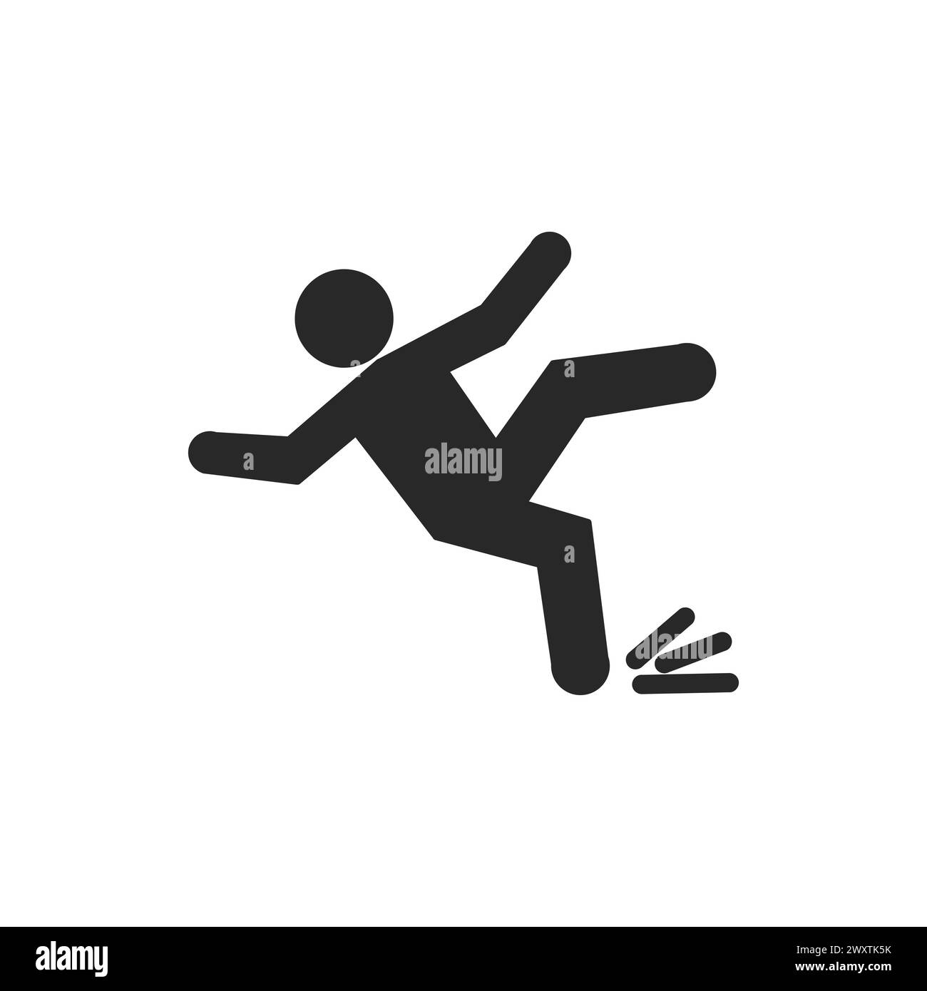 Falling person silhouette pictogram. Caution sign. Isolated on white ...