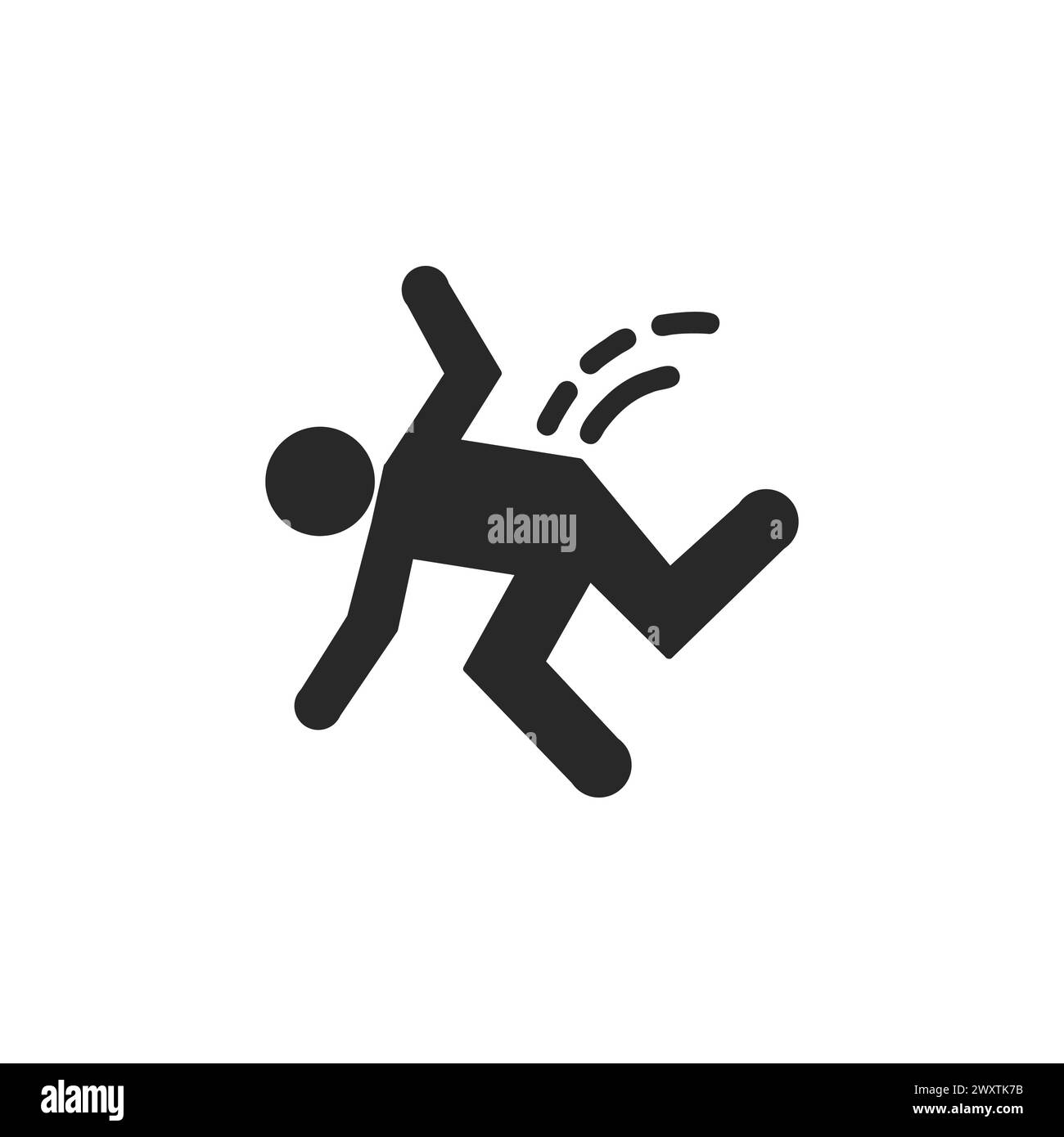 Falling person silhouette pictogram. Caution sign. Isolated on white ...