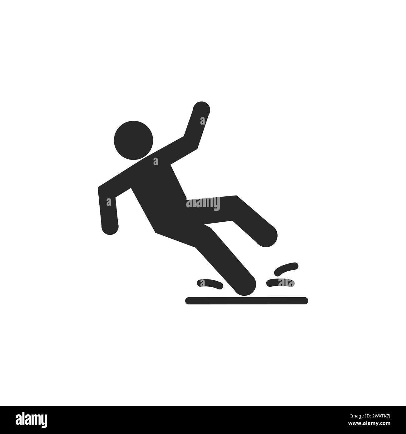 Falling person silhouette pictogram. Caution sign. Isolated on white ...