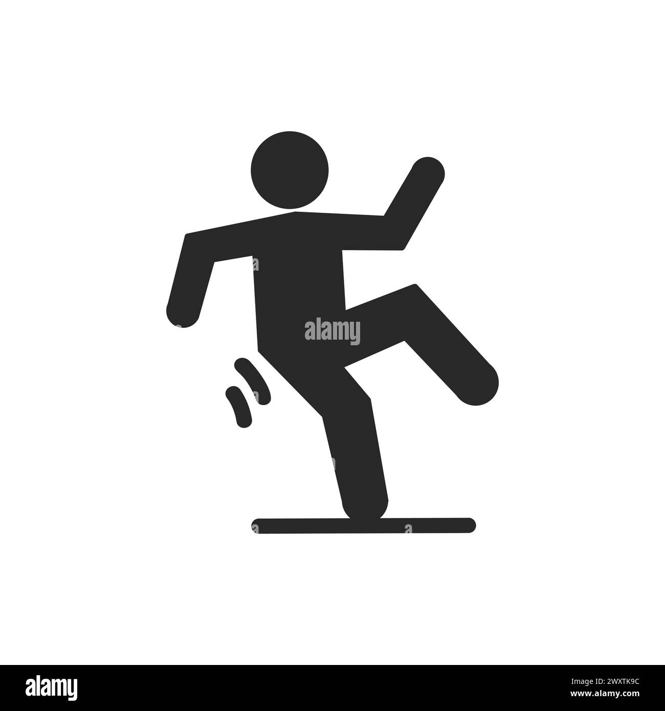 Falling person silhouette pictogram. Caution sign. Isolated on white ...