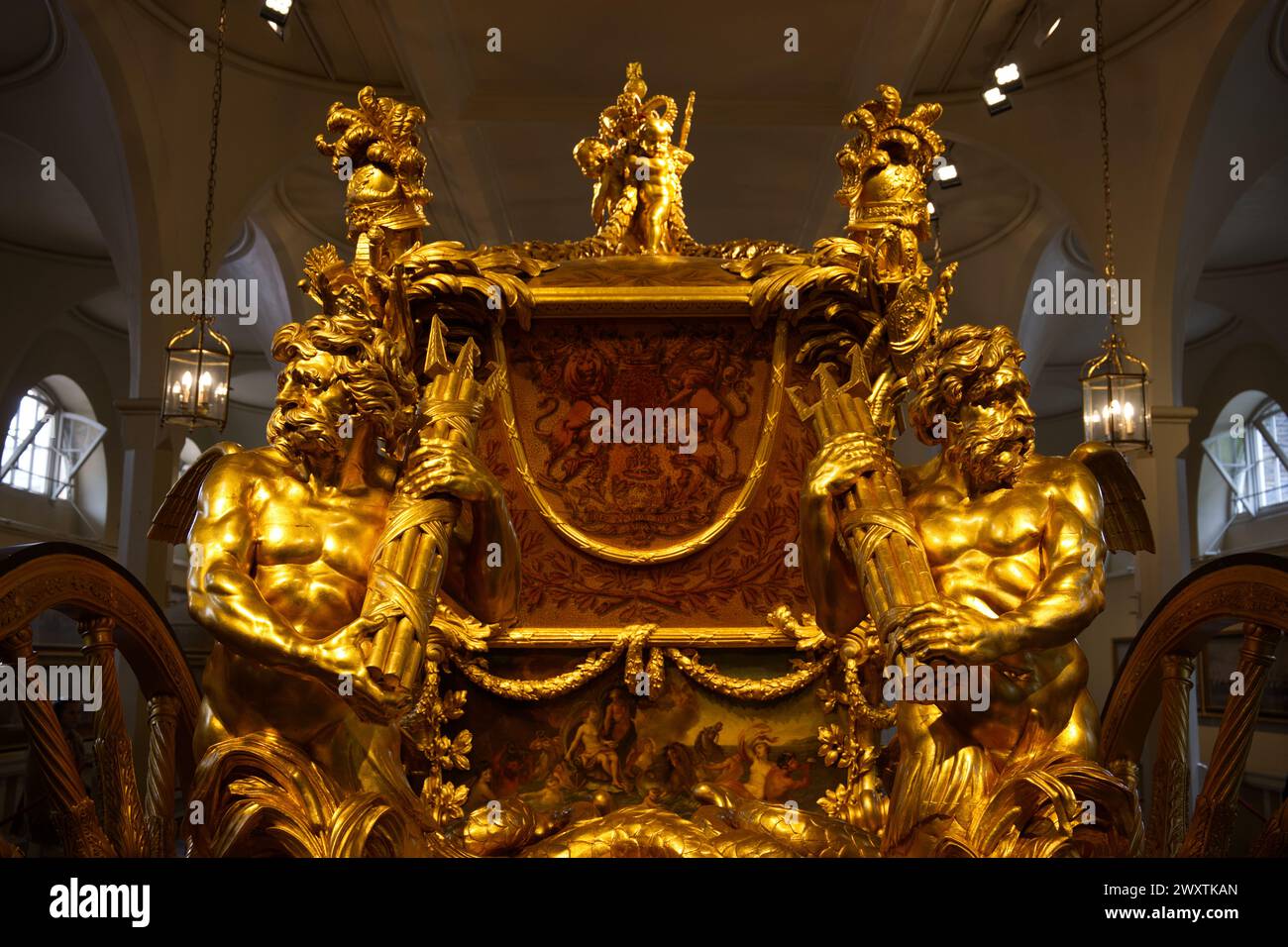 The Gold State Coach used by the British Royal Family stored in The ...