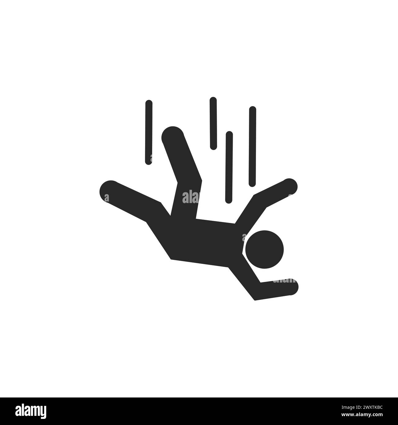 Falling person silhouette pictogram. Caution sign. Isolated on white ...