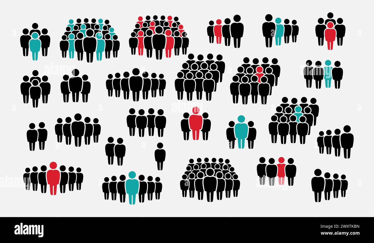 People icon set in trendy flat style. People symbol for infographics ...