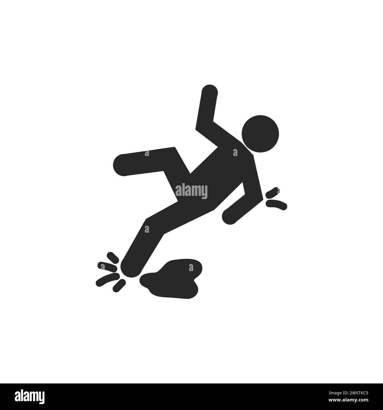 Falling person silhouette pictogram. Caution sign. Isolated on white ...
