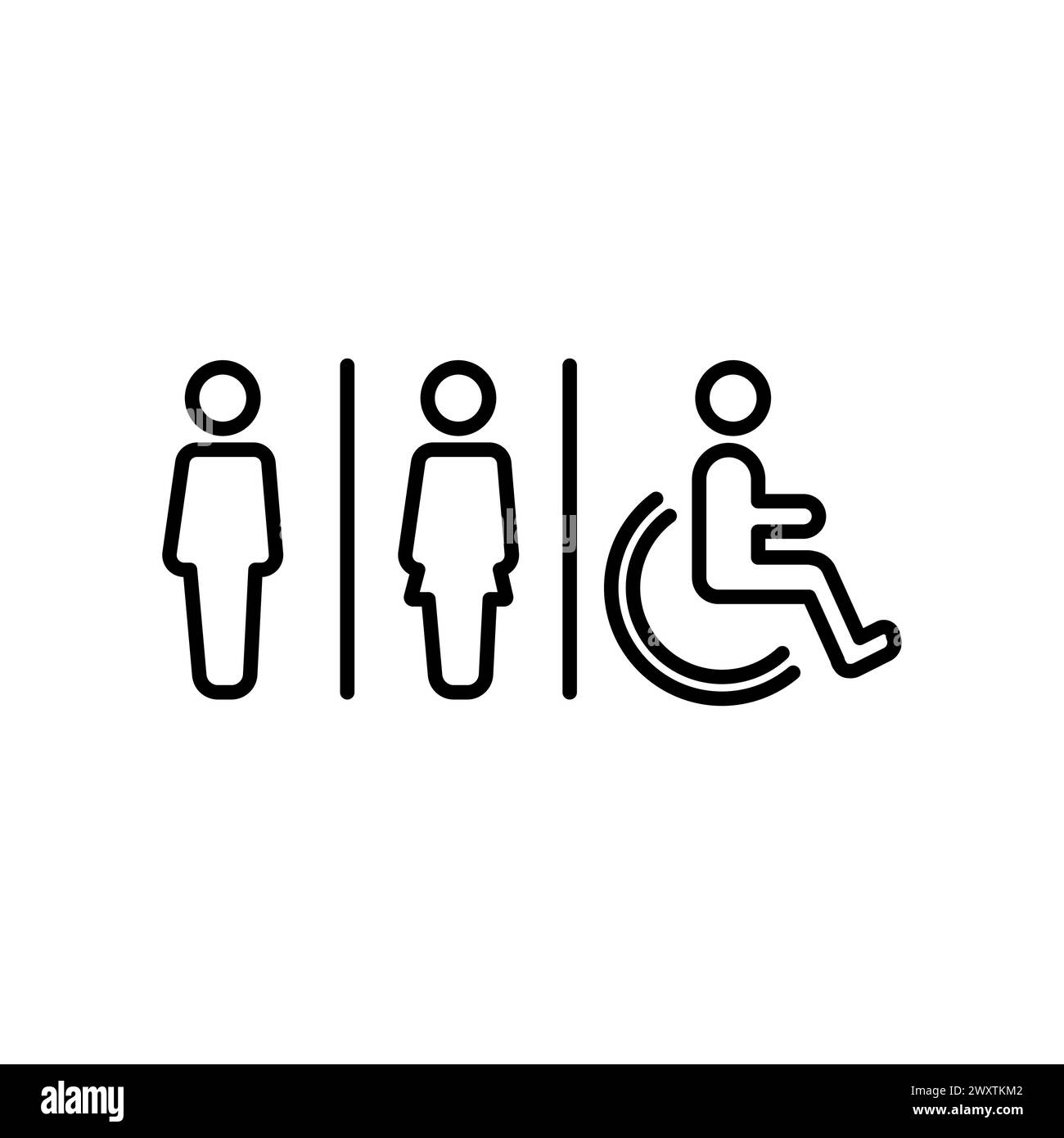 Gender Icon Man And Woman Icon Isolated Minimal Design Toilet Line