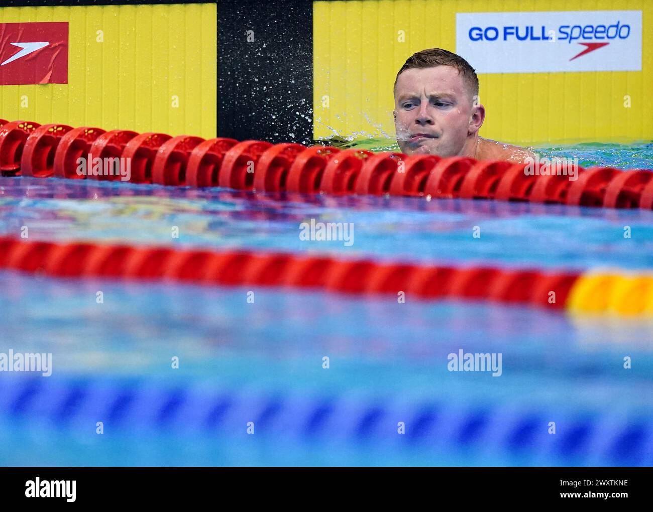 Adam Peaty in action during the Men's 100m Breaststroke on day one of ...