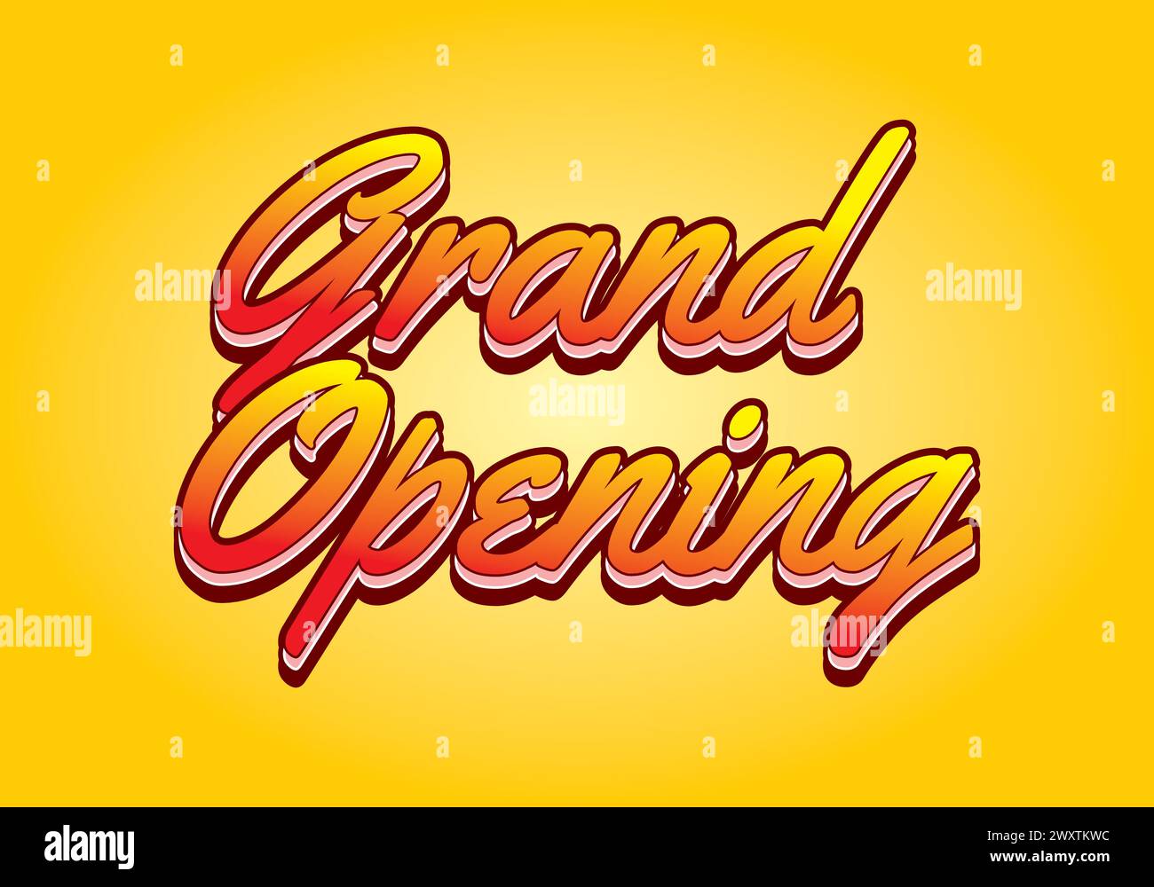 Grand opening. Text effect design in yellow red color with 3 dimension ...