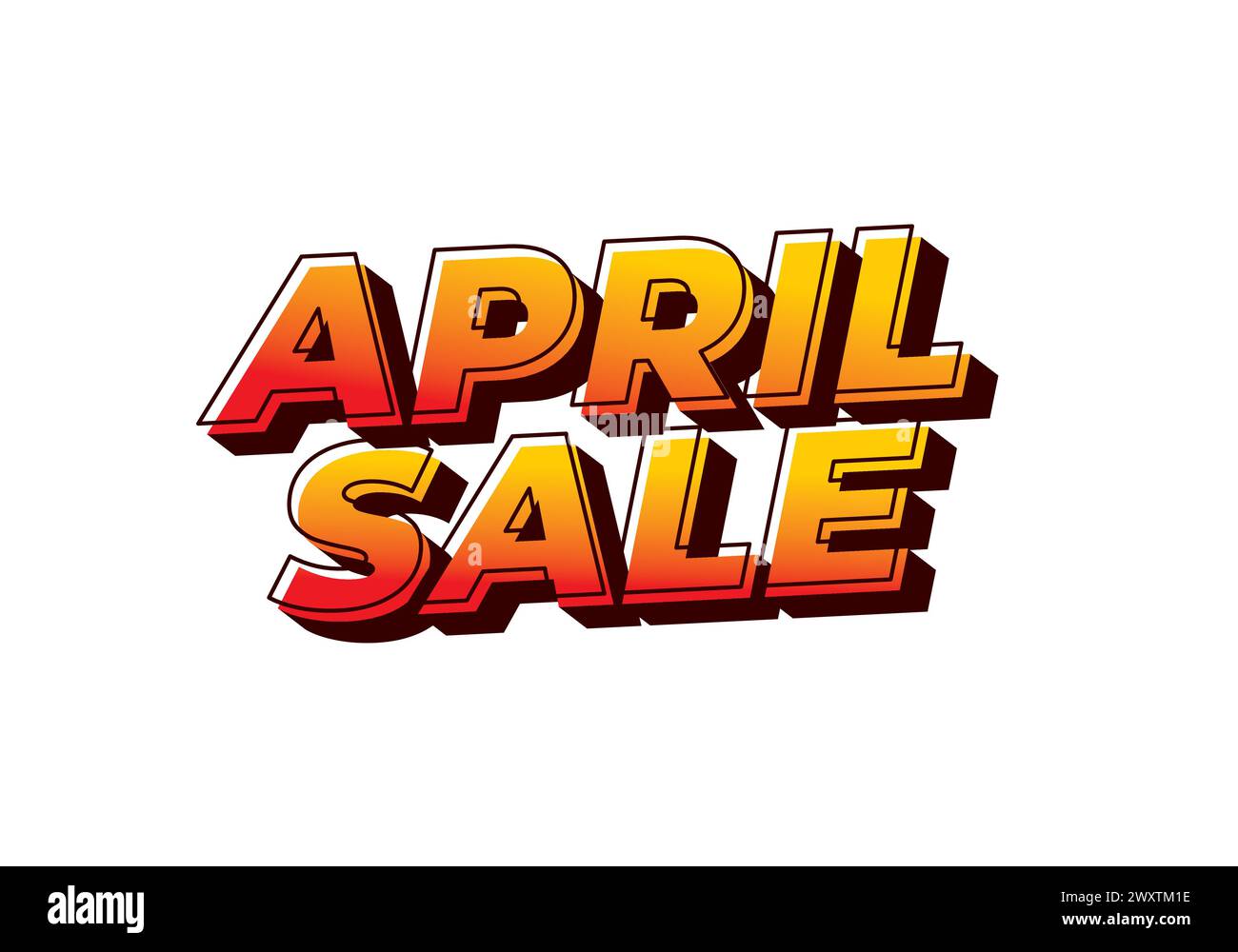 April sale. Text effect design in 3 dimension style Stock Vector Image ...