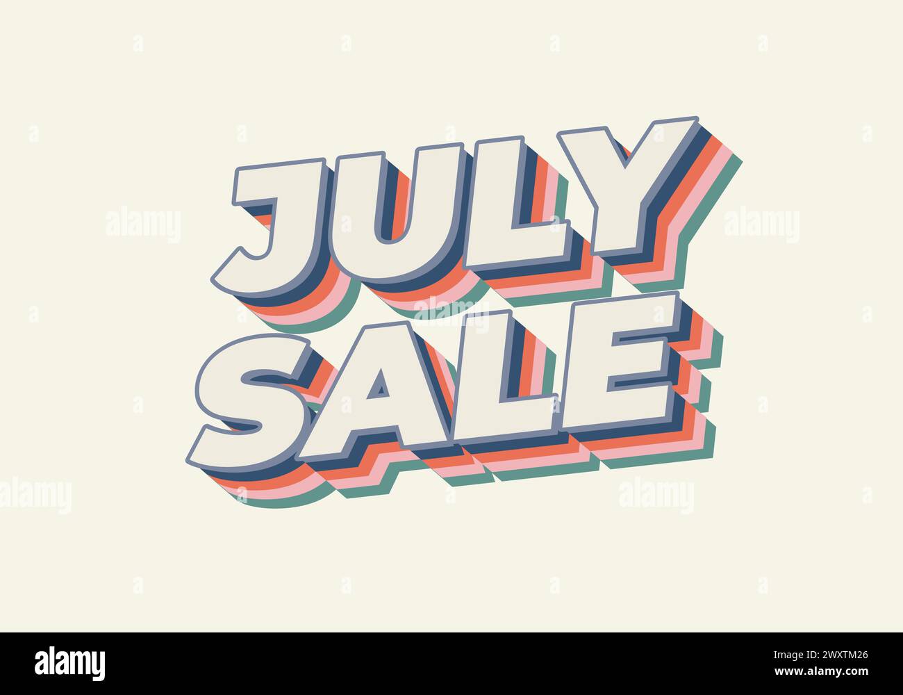 July sale. Text effect design in 3 dimension style and eye catching ...