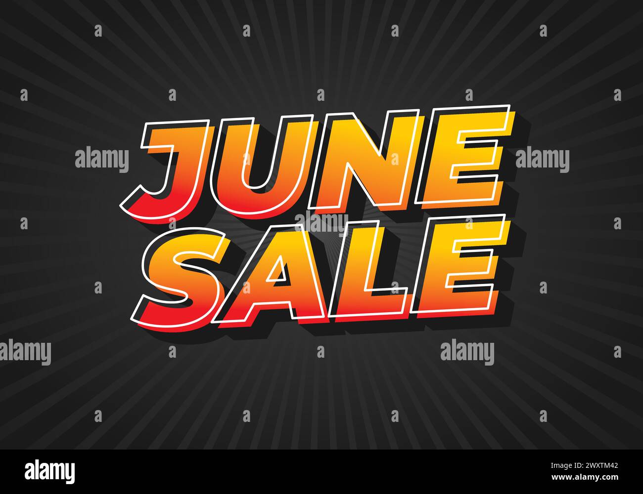 June sale. Text effect design in 3 dimensions style with eye catching ...