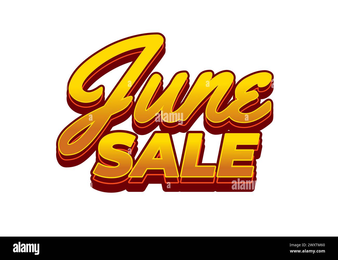 June sale. Text effect design in 3 dimensions style with eye catching ...